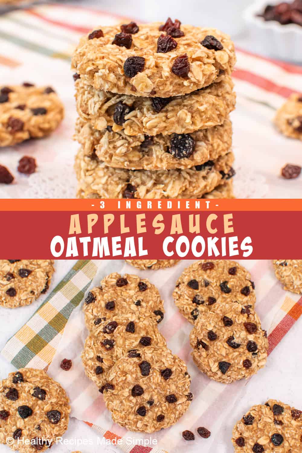 3 Ingredient Applesauce Oatmeal Cookies - Healthy Recipes Made Simple